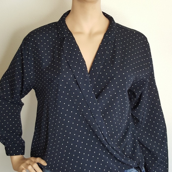 FAVLUX | Tops | Favlux Blue And White Polka Dot Crossover Top 3x | Poshmark